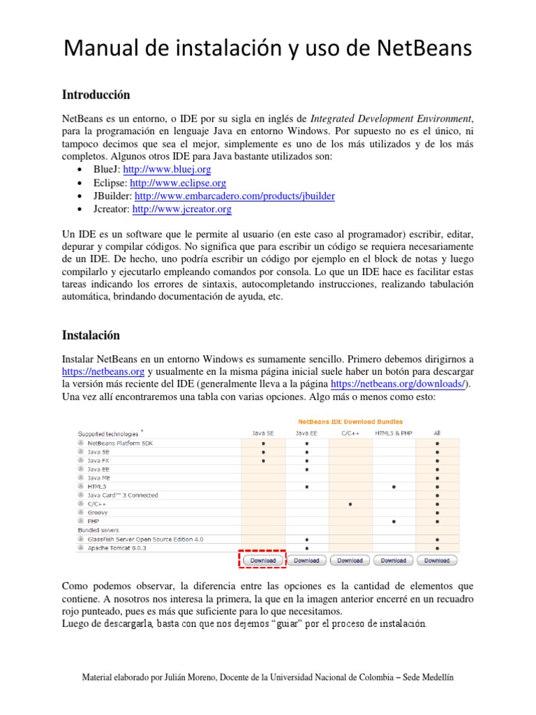 Manual de Instalacion de NetBeans | Descargar gratis PDF | Entorno de desarrollo integrado ...