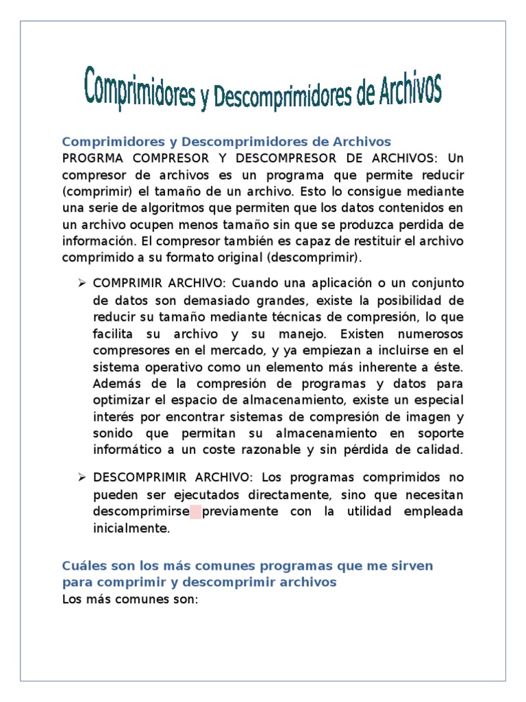 Mejores Compresores y Descompresores | PDF | Zip (formato de archivo ...