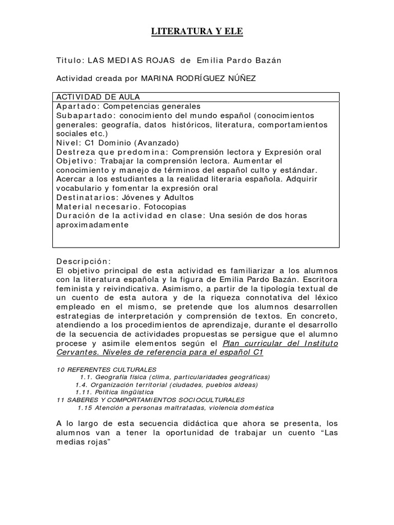 Análisis de "Las medias rojas" | PDF | Cuentos
