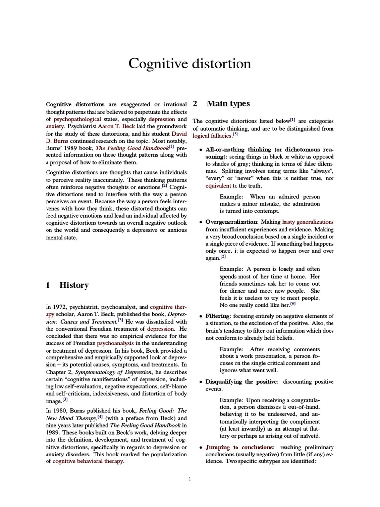Cognitive Distortion | PDF | Clinical Psychology | Psychological Concepts