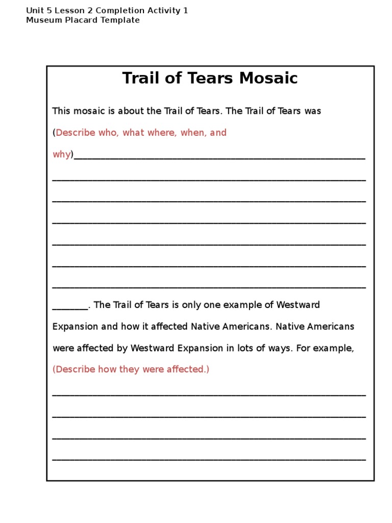 Trail of Tears: Impact on Native Americans | PDF