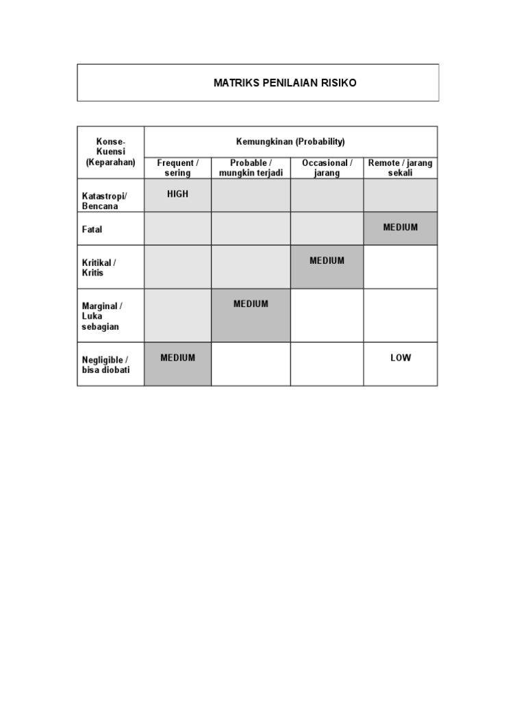 Form Matriks Penilaian Risiko | PDF
