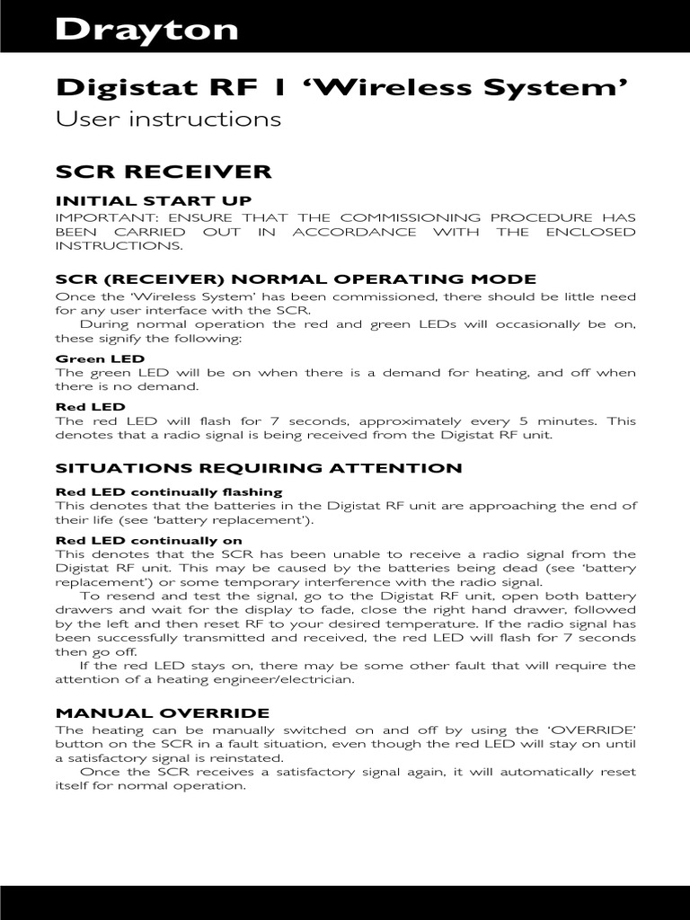 Digistat RF1 Instructions | PDF | Radio | Electronics