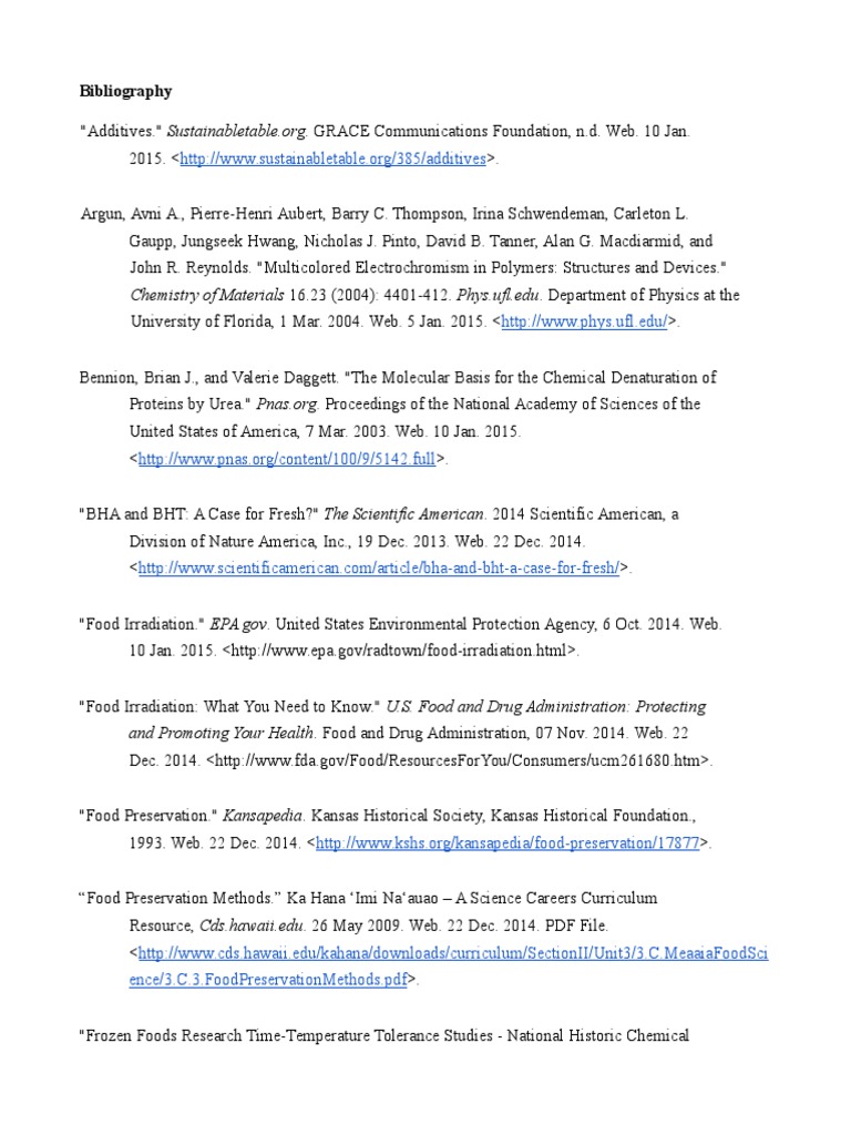 Survival of The Freshest: Preservation of Organic Food Bibliography | PDF