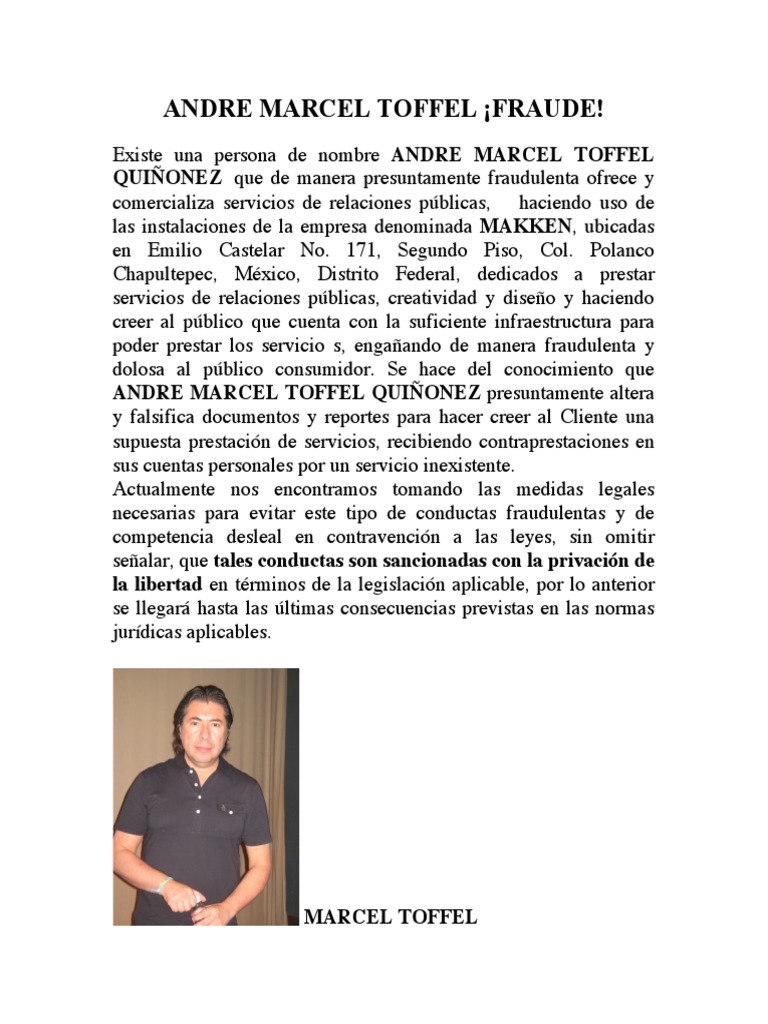 Andre Marcel Toffel ¡Fraude! | PDF