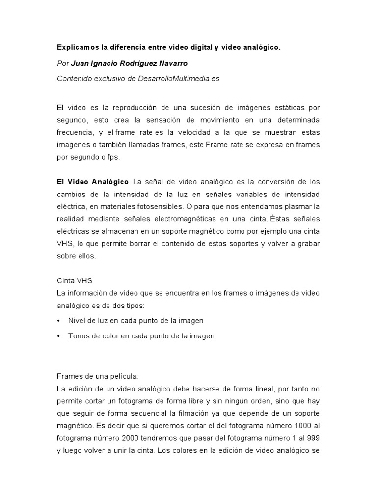 Edición Lineal y Analógica | PDF | Video digital | Vídeo