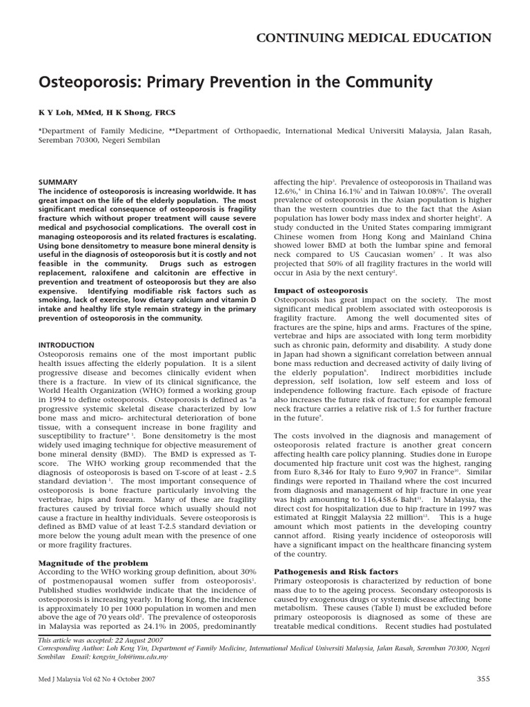 Osteoporosis Pdf Pdf Osteoporosis Vitamin D