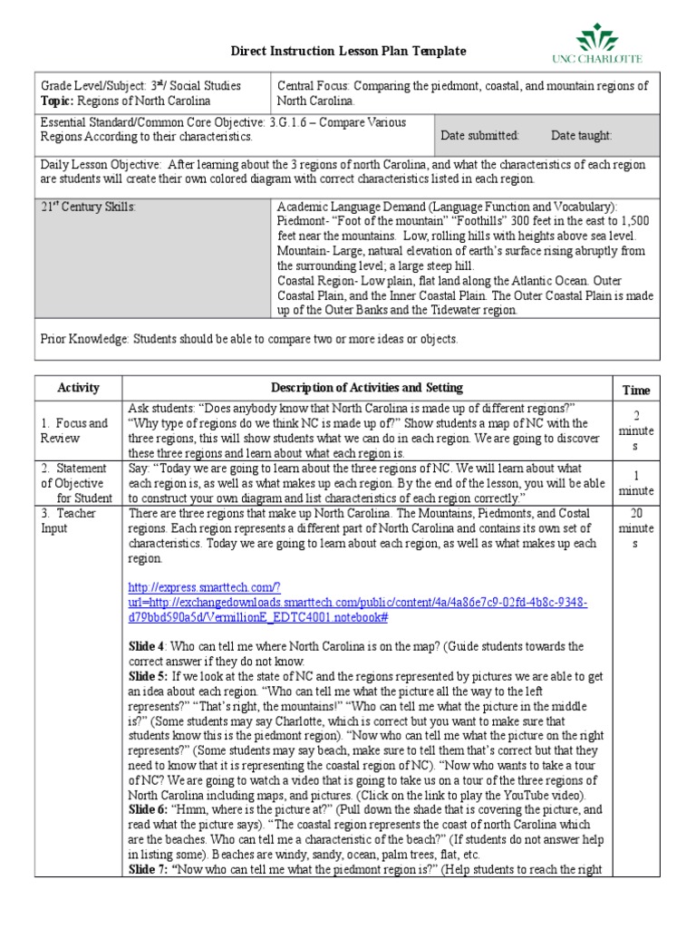 Direct Instruction Lesson Plan Template: D79Bbd590A5D/Vermillione ...