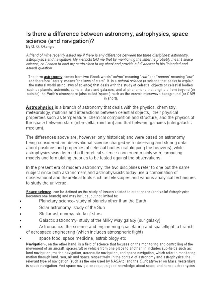 Astronomy vs. Astrophysics Explained | PDF | Astronomy | Astrophysics
