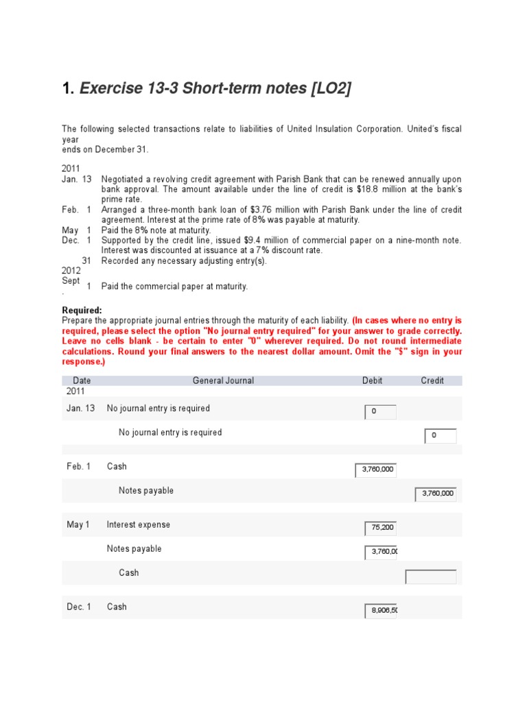 Short-term notes and commercial paper journal entries | PDF | Book ...