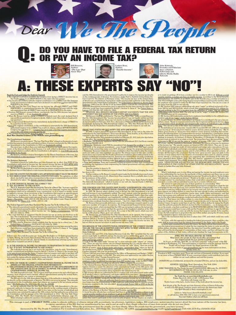 Do You Have To File A File A Federal Tax Return or Pay An Income Tax ...