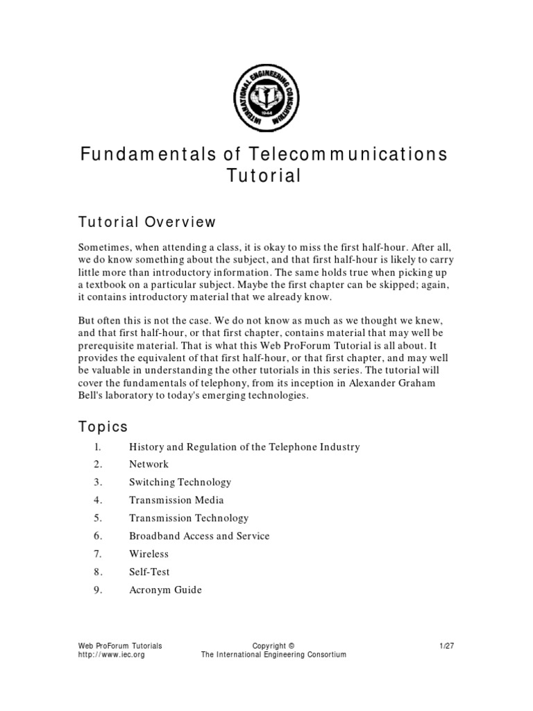 Fundamentals of Telecommunications Tutorial | PDF | Multiplexing ...