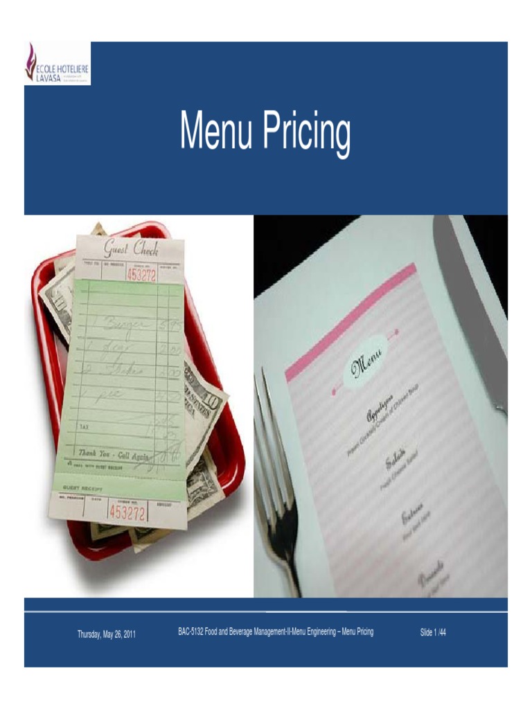 Menu Pricing for F&B Students | PDF | Menu | Profit (Accounting)