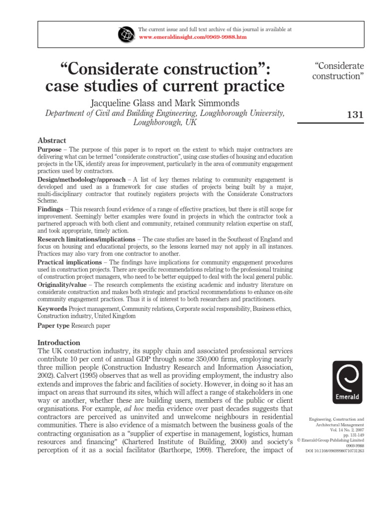 "Considerate Construction": Case Studies of Current Practice | PDF ...