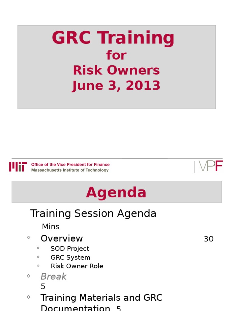 06-03 GRC Training - Risk Owners | PDF | Business Process | Emergency ...