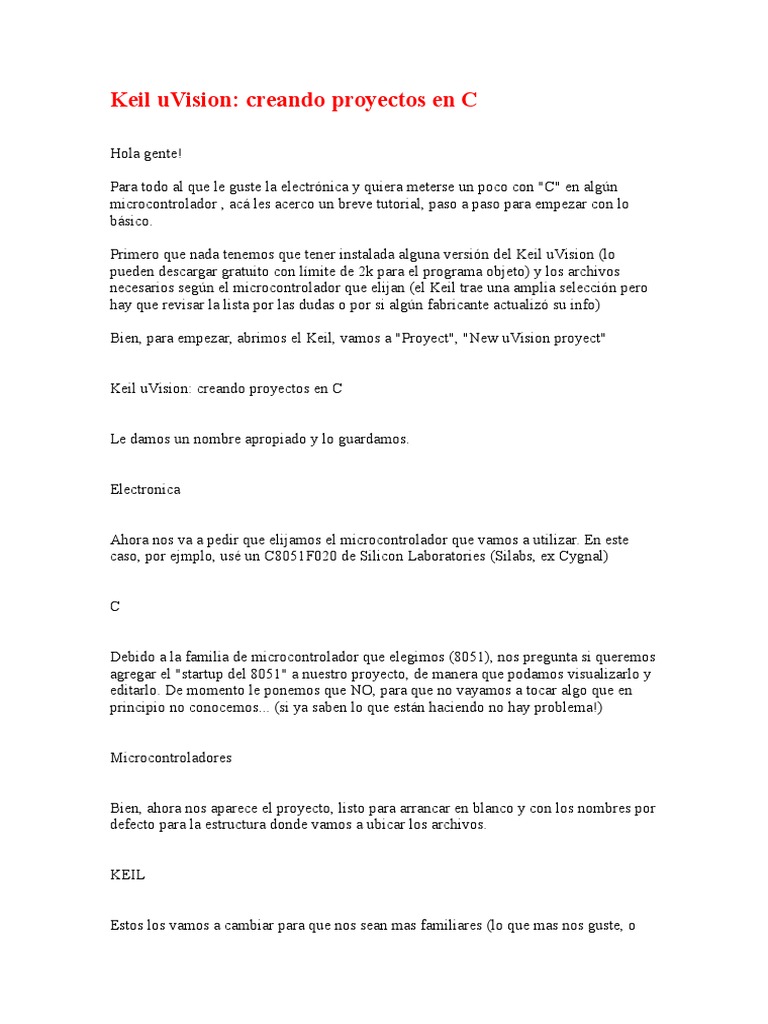 Proyectos en C con Keil uVision | PDF | Microcontrolador | Compilador