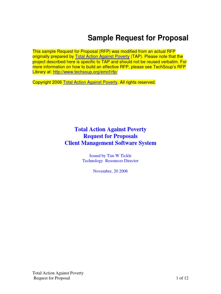 Sample RFP Client Management Software Document PDF | PDF | Request For Proposal | Databases
