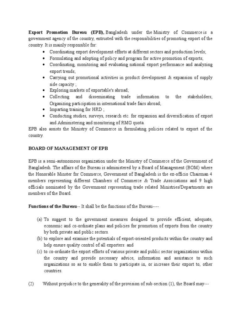 Export Promotion Bureau | PDF | Trade | Economies