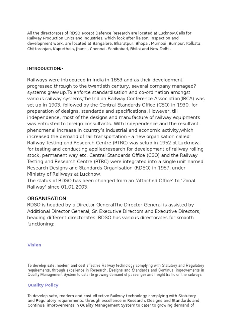 About Rdso | PDF | Track (Rail Transport) | Rail Transport