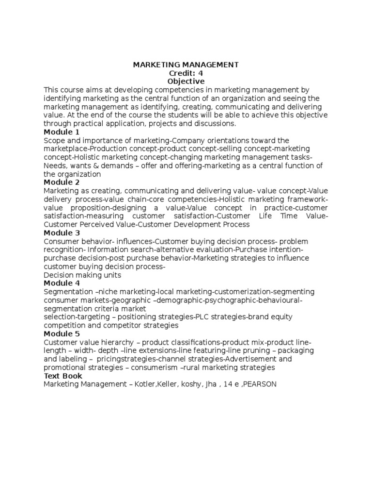 Marketing Management Course Overview | PDF | Career & Growth | Finance ...
