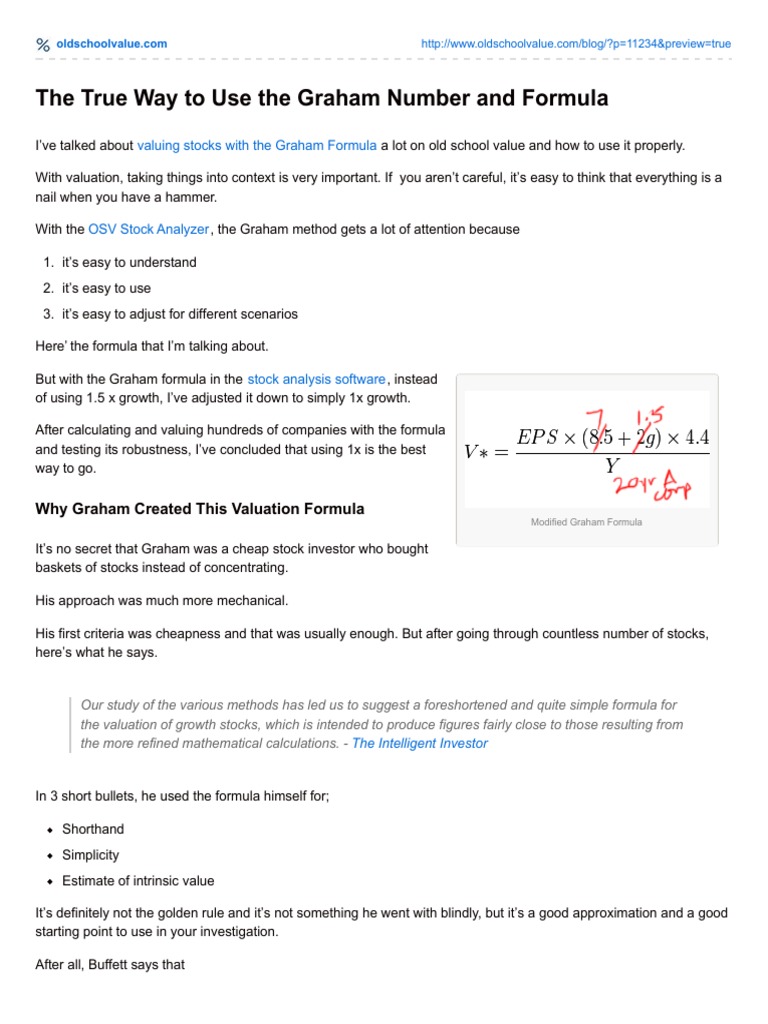 The True Way To Use The Graham Number and Formula PDF | PDF | Book ...