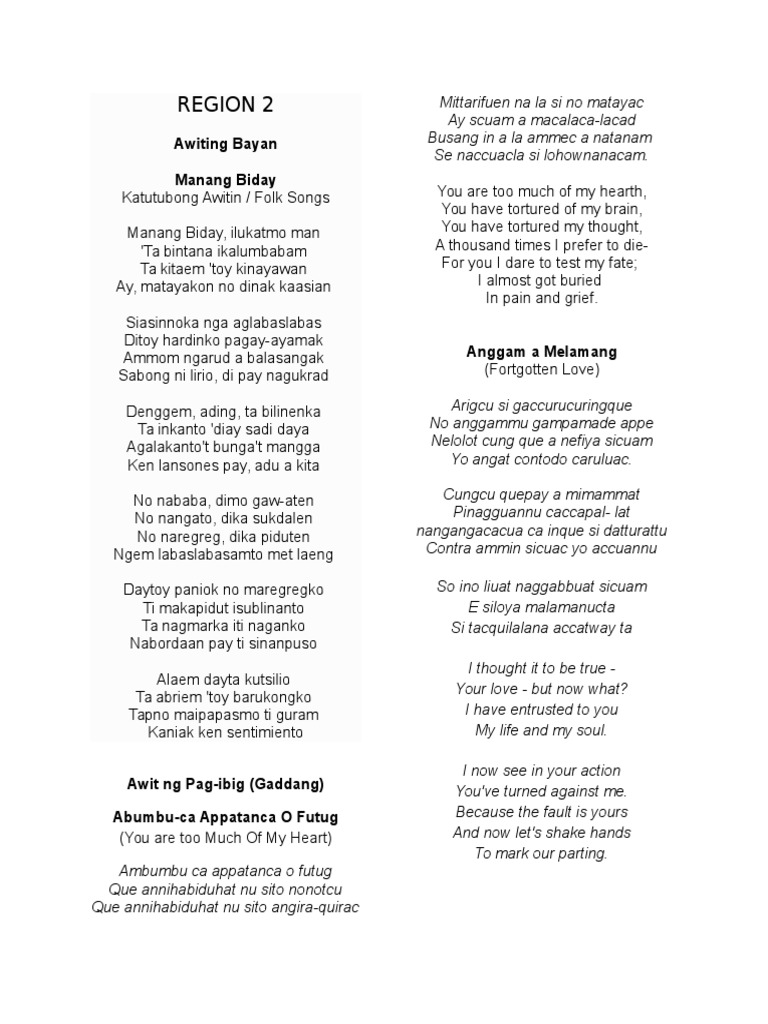 Awiting Bayan.docx | Agriculture | Religion And Belief