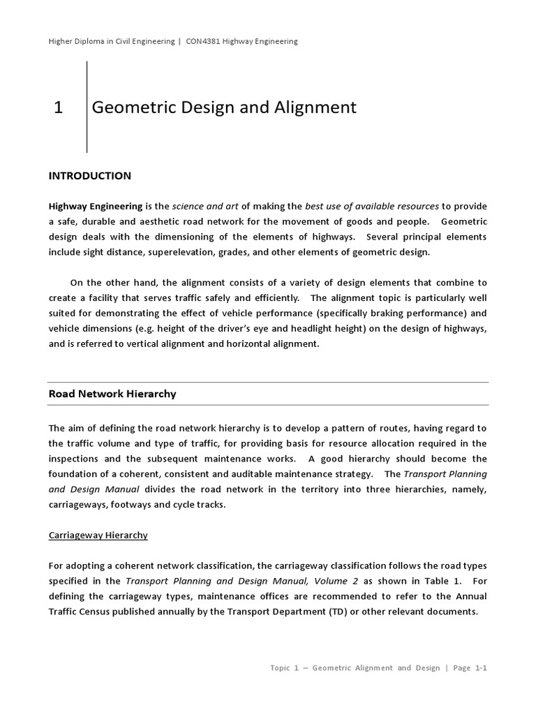 Topic1. Geometric Design and Alignment | PDF | Traffic | Interchange (Road)