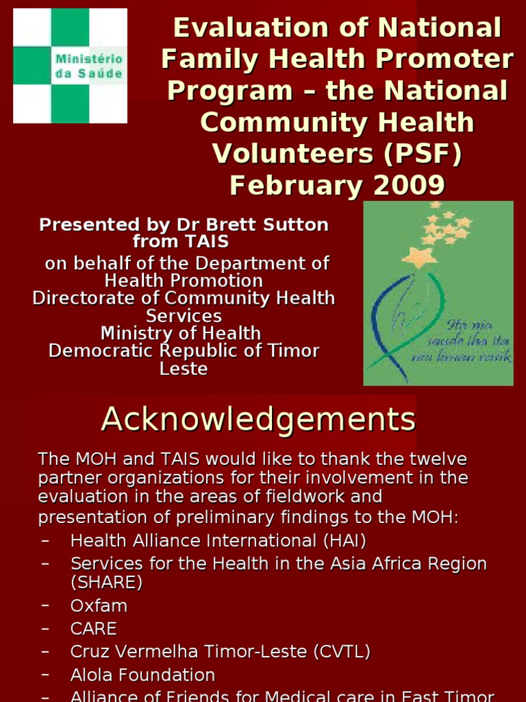 Evaluating The Family Health Promoters Program | PDF | East Timor ...