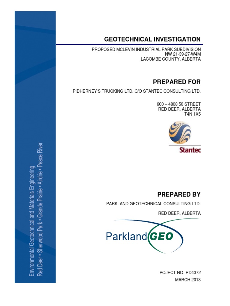 Geotechnical Report for McLevin Park | PDF | Deep Foundation | Road Surface