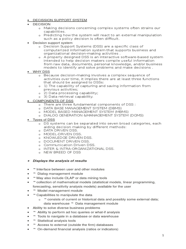Decission Support System | PDF | Decision Support System | Computing