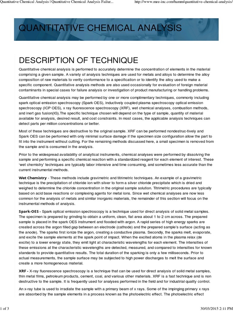Quantitative Chemical Analysis Quantitative Chemical Analysis Failure ...