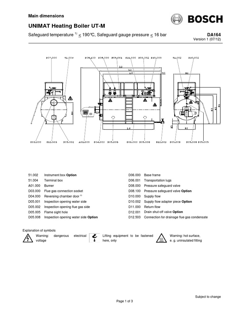 UNIMAT Heating Boiler UT-M Dimensions | PDF | Boiler | Engineering ...