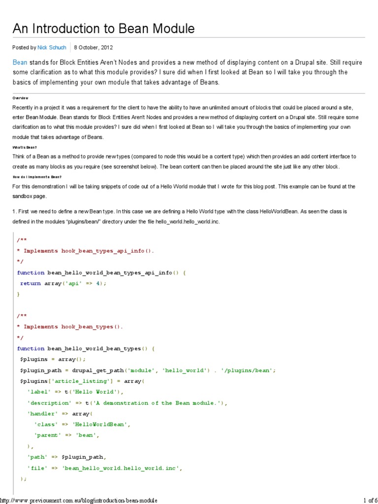 Bean - Block Entities Aren't Nodes | PDF | Drupal | Information Technology Management