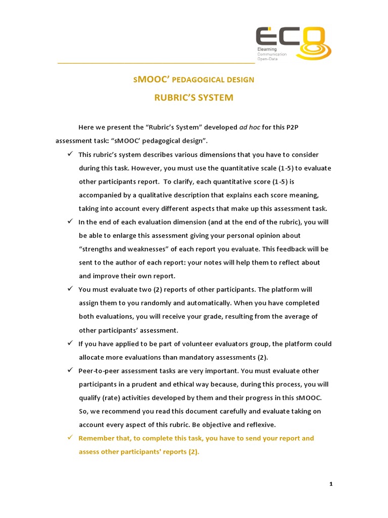 Rubric System (Eng.) | PDF | Rubric (Academic) | Educational Assessment