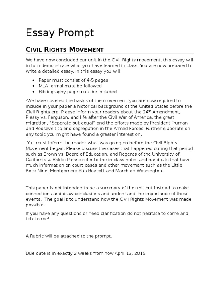 Civil Rights Movement Essay Guidelines | PDF | Social Science