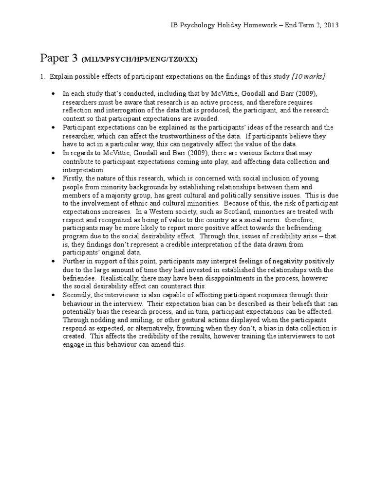 May 2011 IB Psychology Paper 3 Responses | PDF | Qualitative Research ...