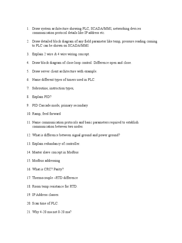PLC Interview Questions | PDF