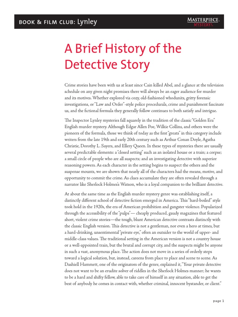 A Brief History of The Detective Story: Book & Film Club: Lynley | PDF ...