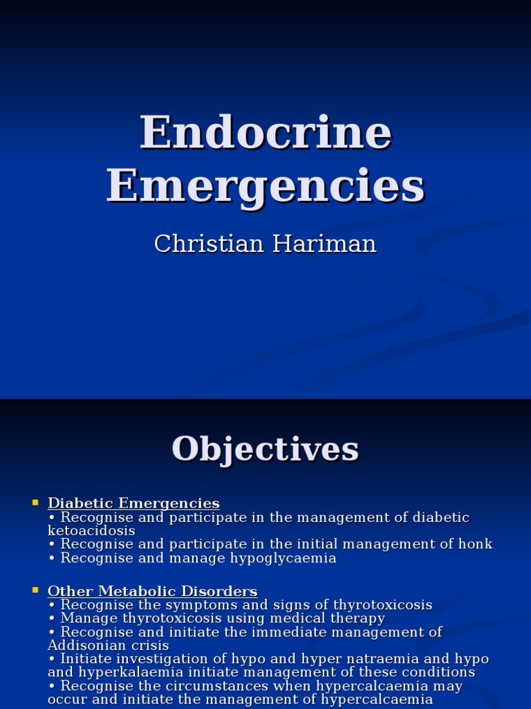 Endocrine Emergencies | PDF | Hypoglycemia | Endocrine