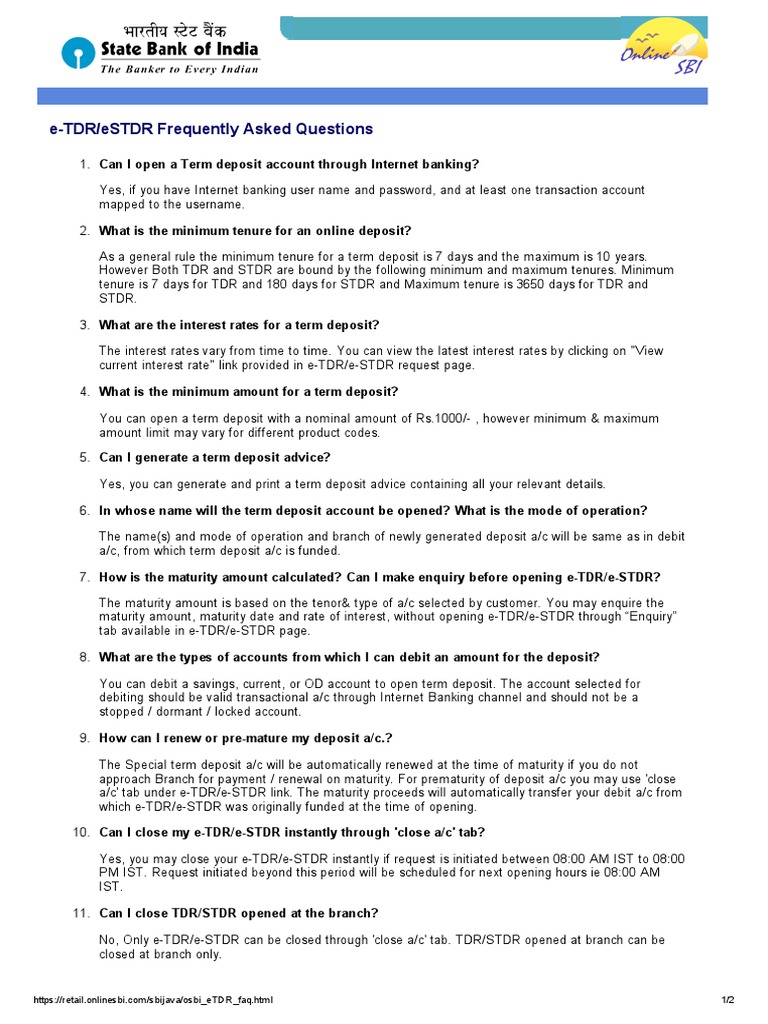 State Bank of India - Fixed Deposit | PDF | Deposit Account | Debit Card