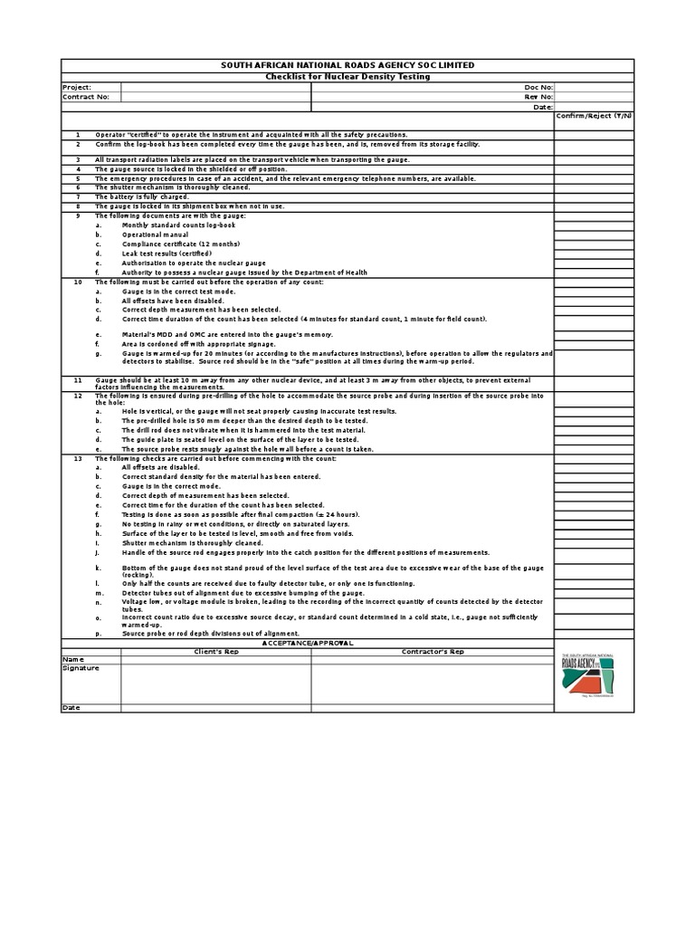 Construction Checklists Feb2015 | Road Surface | Concrete