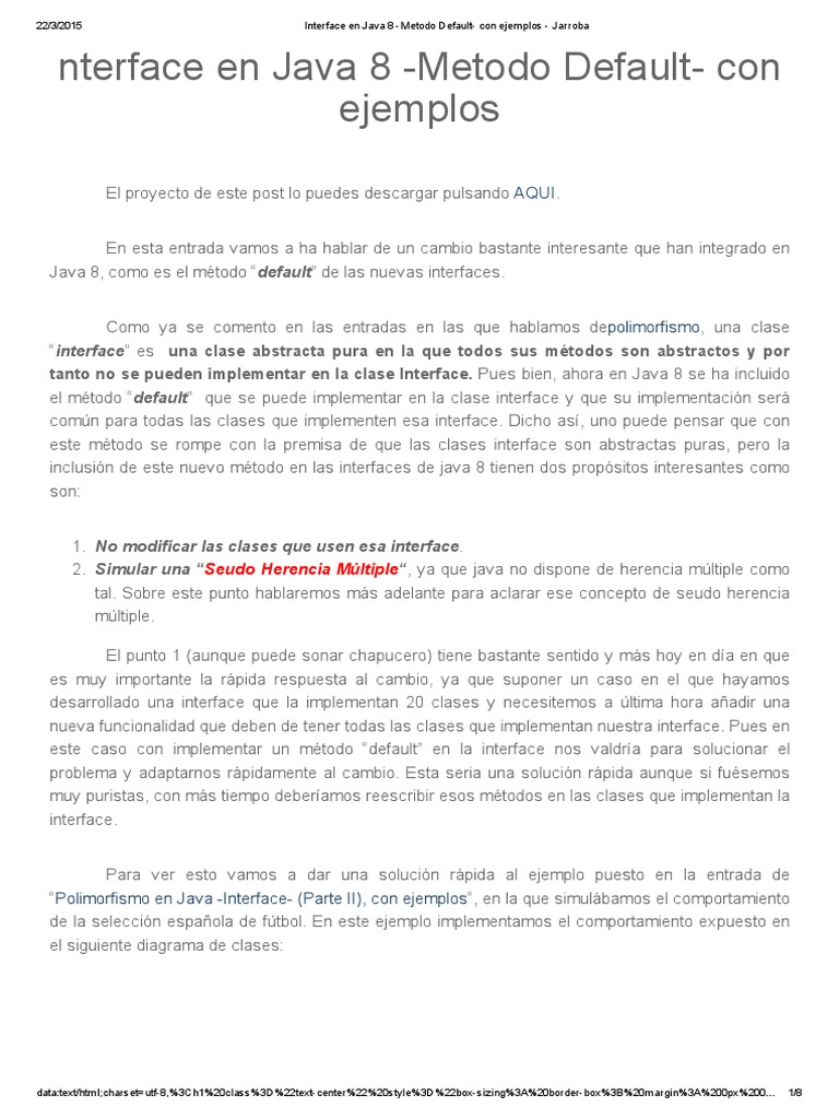 Interface en Java 8 - Metodo Default - Con Ejemplos - Jarroba | PDF | Java (lenguaje de ...