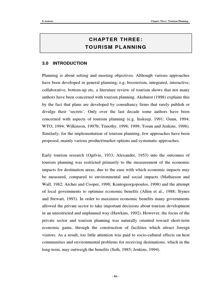 Chapter3.Tour Planning | PDF | Strategic Management | Tourism