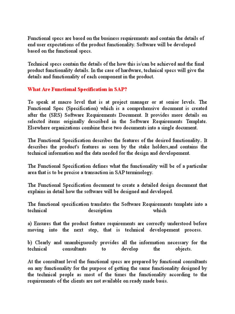 Functional Specs | PDF | Specification (Technical Standard ...