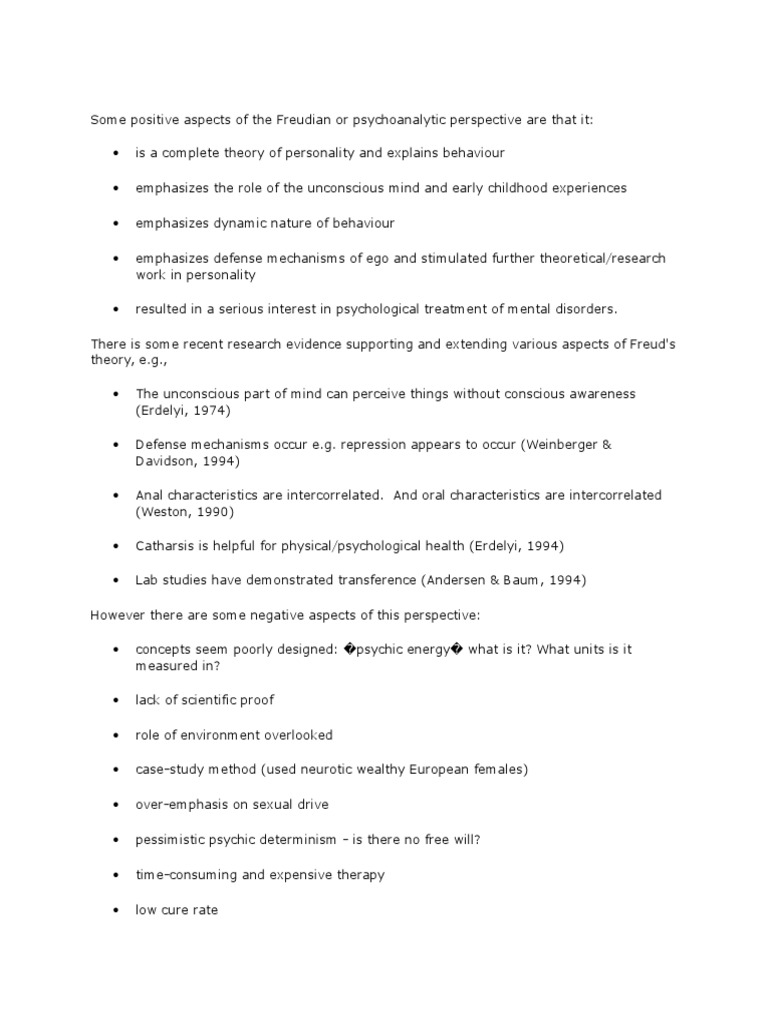 Pros and Cons of Freudian Psychoanalysis | PDF | Psychoanalysis ...
