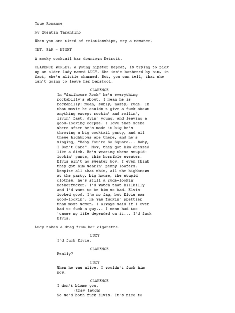 True Romance Script | Elvis Presley | Leisure
