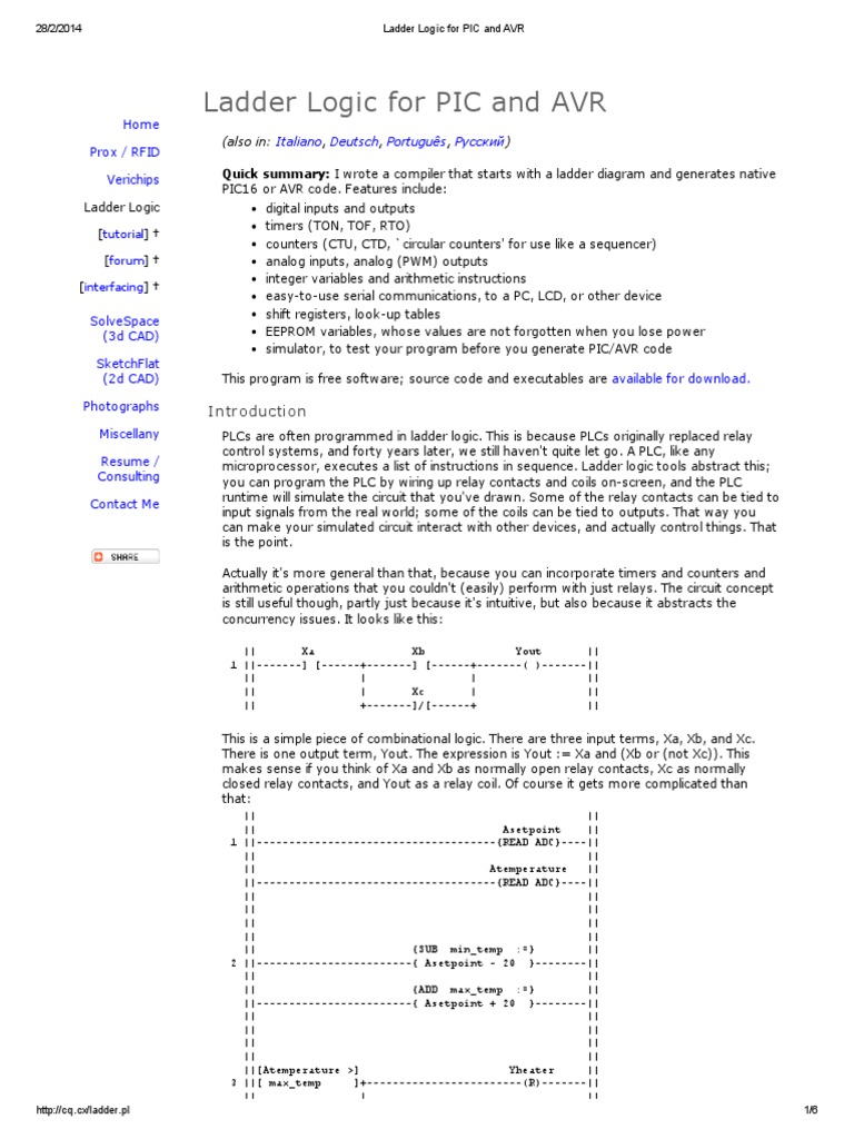Ladder Logic For PIC and AVR | Download Free PDF | Programmable Logic Controller | Pic ...