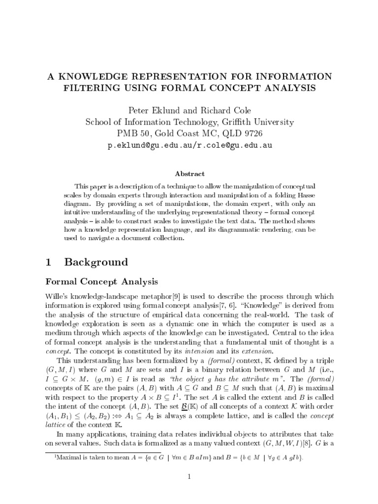 1 Background: A Knowledge Representation For Information Filtering Using Formal Concept Analysis ...