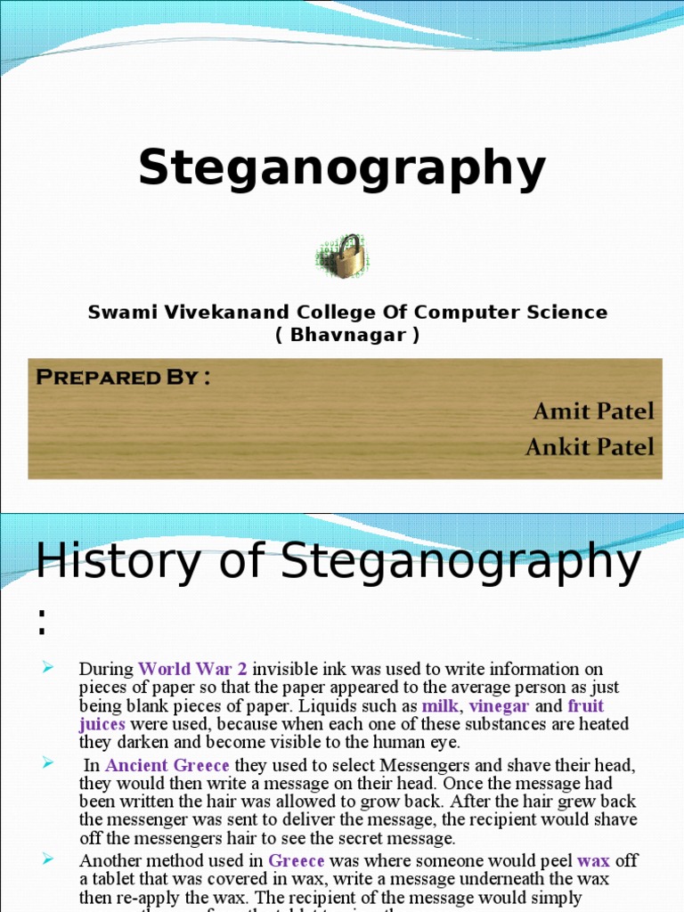 History and Techniques of Steganography | PDF | Military Communications | Secrecy