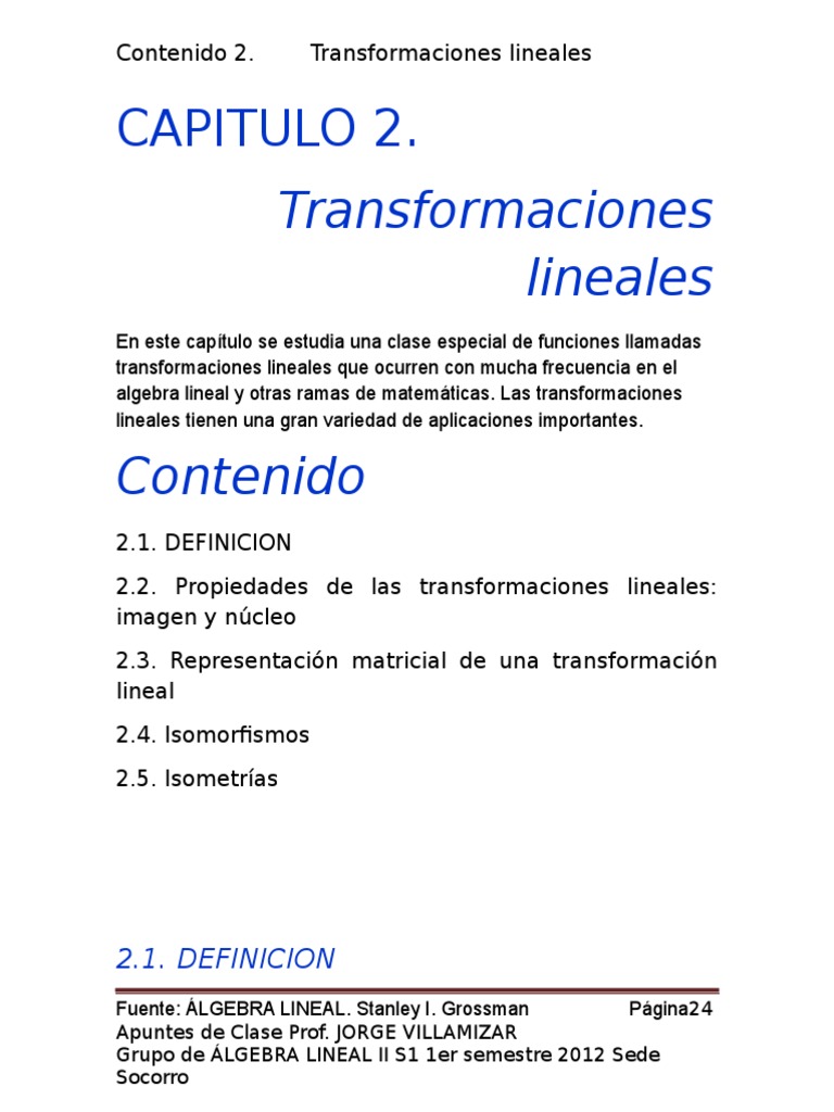 Transformaciones Lineales | PDF | Mapa lineal | Matriz (Matemáticas)